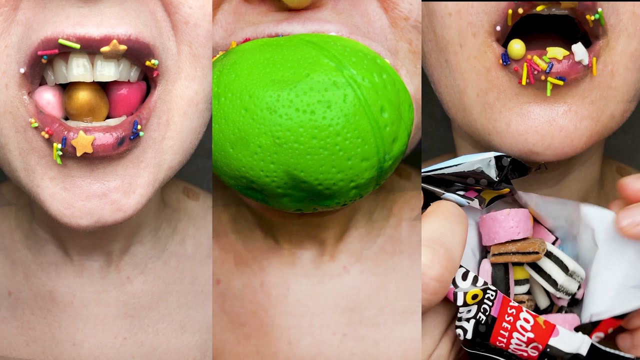 Satisfying ASMR Sounds | Yummy Gummy Mukbang & Emoji Challenge | Mouth ...