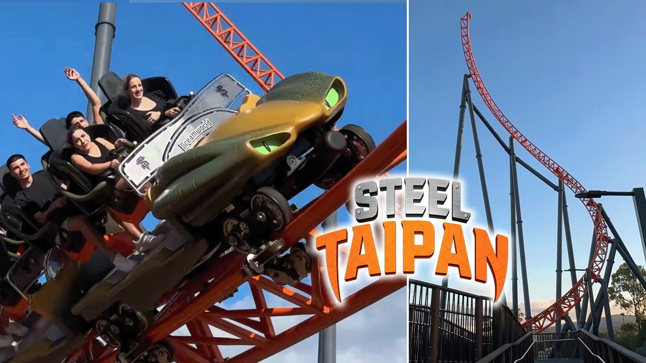 Steel Taipan | Roller Coaster Ride at Dreamworld Gold Coast | Off-Ride ...