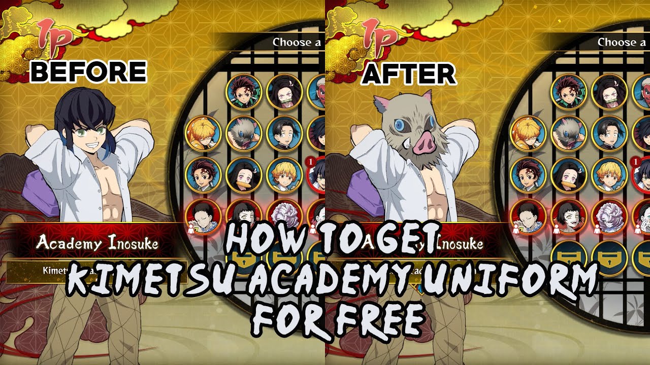 HOW TO GET KIMETSU ACADEMY INOSUKE UNIFORMS DLC FOR FREE | DEMON SLAYER ...