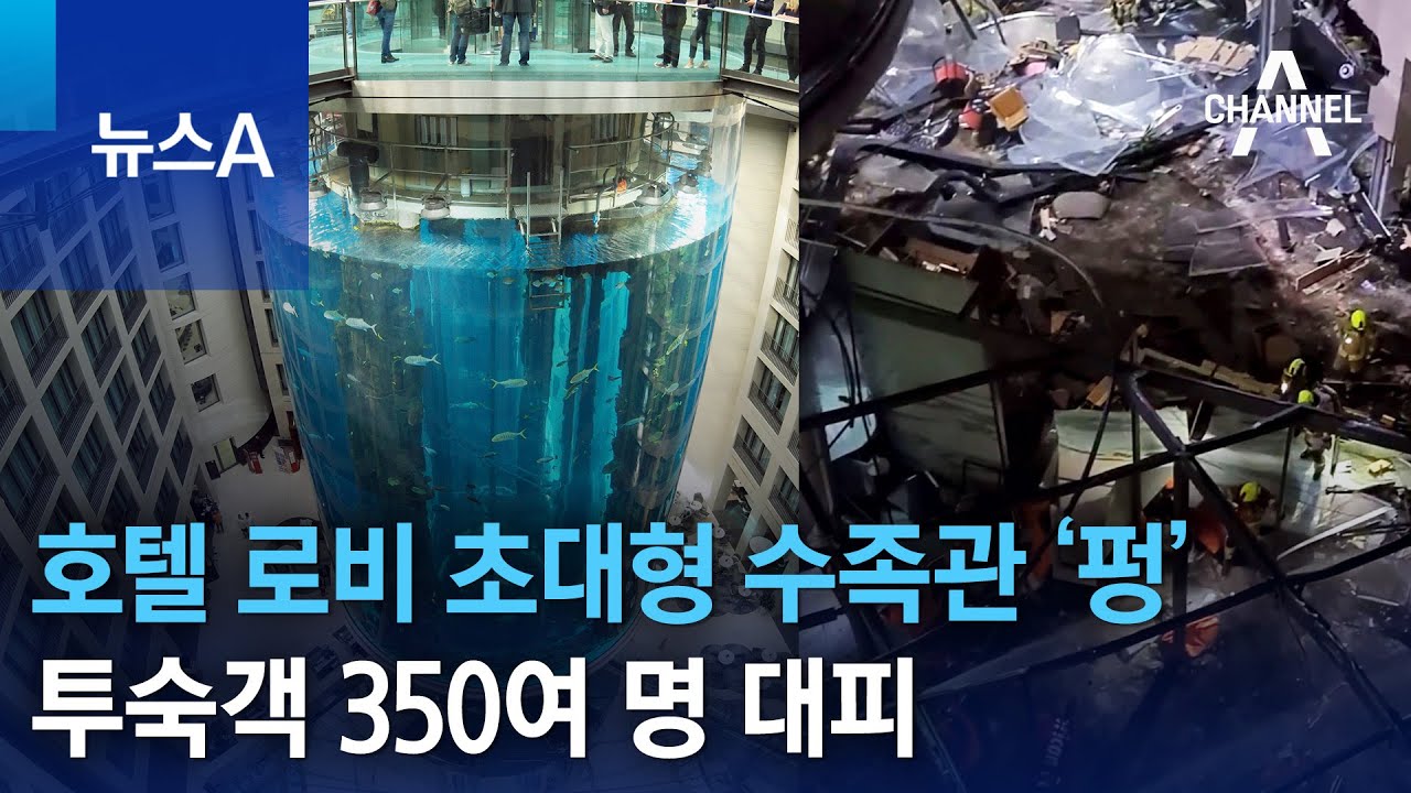 베를린 호텔 로비 초대형 수족관 ‘펑…투숙객 350여 명 대피 뉴스a Youtube