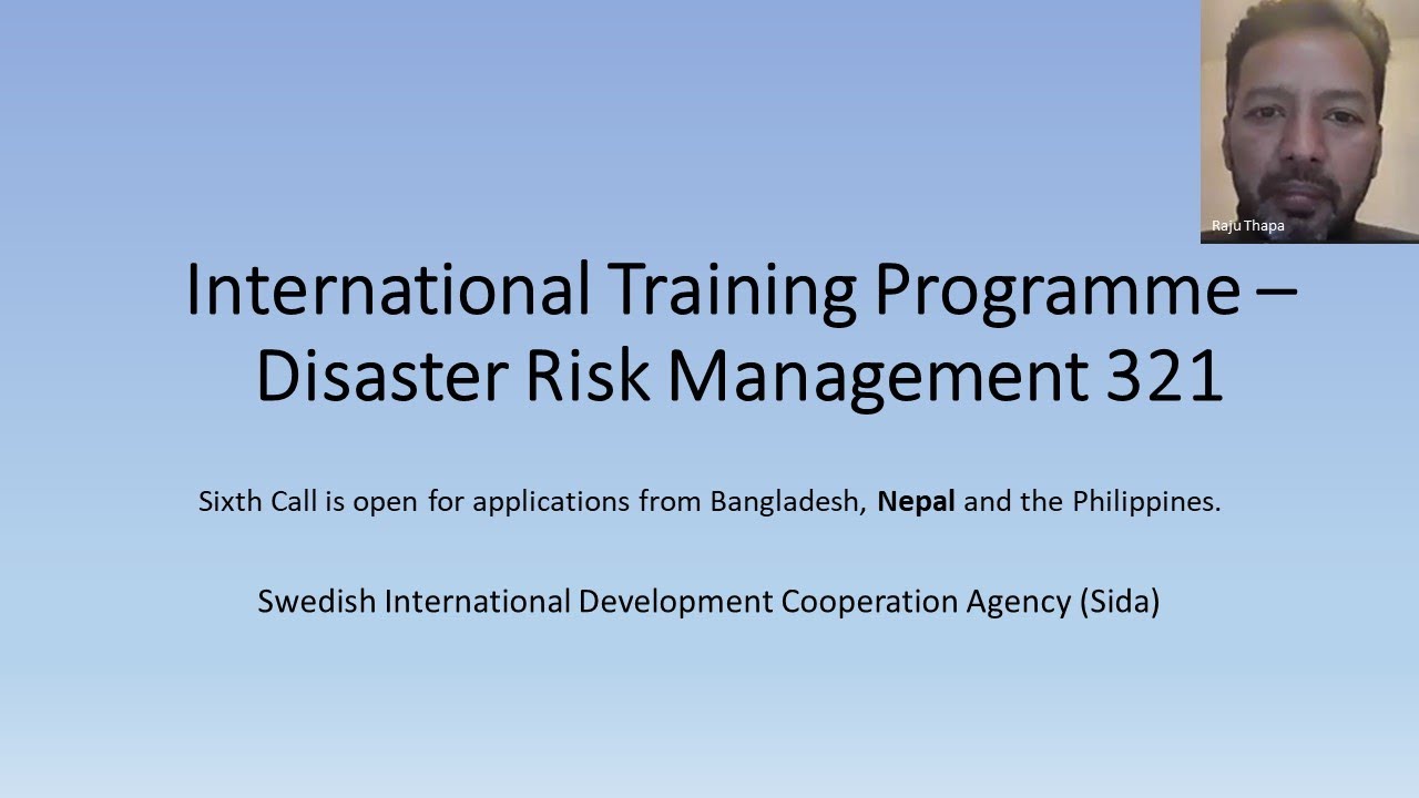 Information Session on International Training Programme – Disaster Risk ...