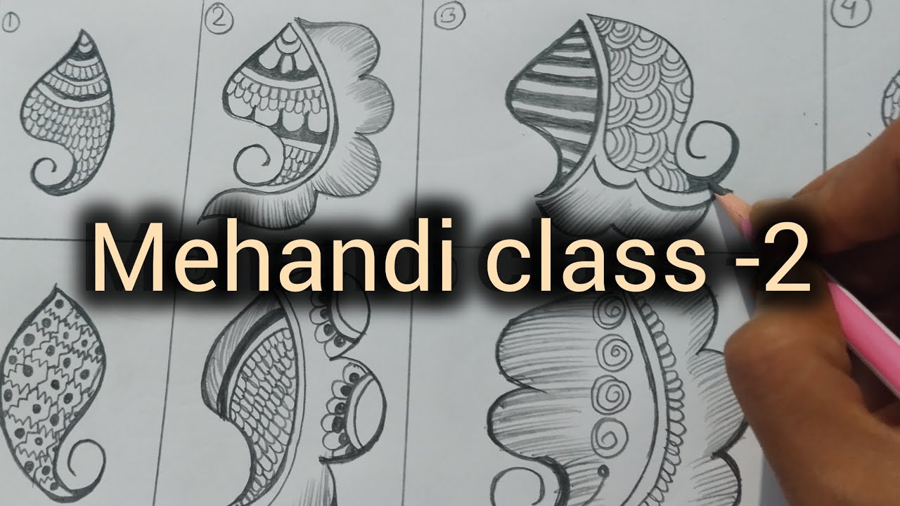 Pencil Mehandi Classes 2 For Beginners || Shapes by Shapes Besic Design ...