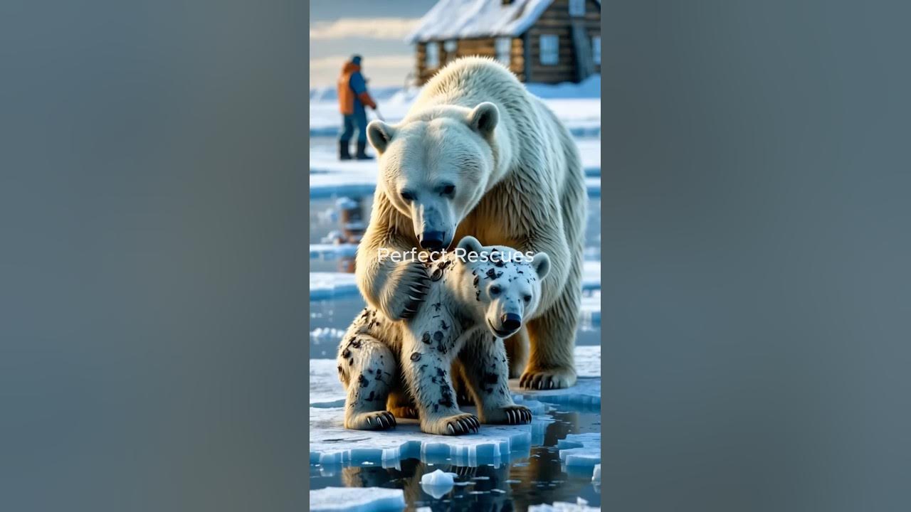 🐻‍ ️ Mother Polar Bear Begs a Fisherman to Save Her Barnacle-Covered Cub #viralshorts #shorts ...