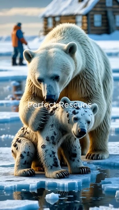 🐻‍ ️ Mother Polar Bear Begs a Fisherman to Save Her Barnacle-Covered Cub #viralshorts #shorts ...