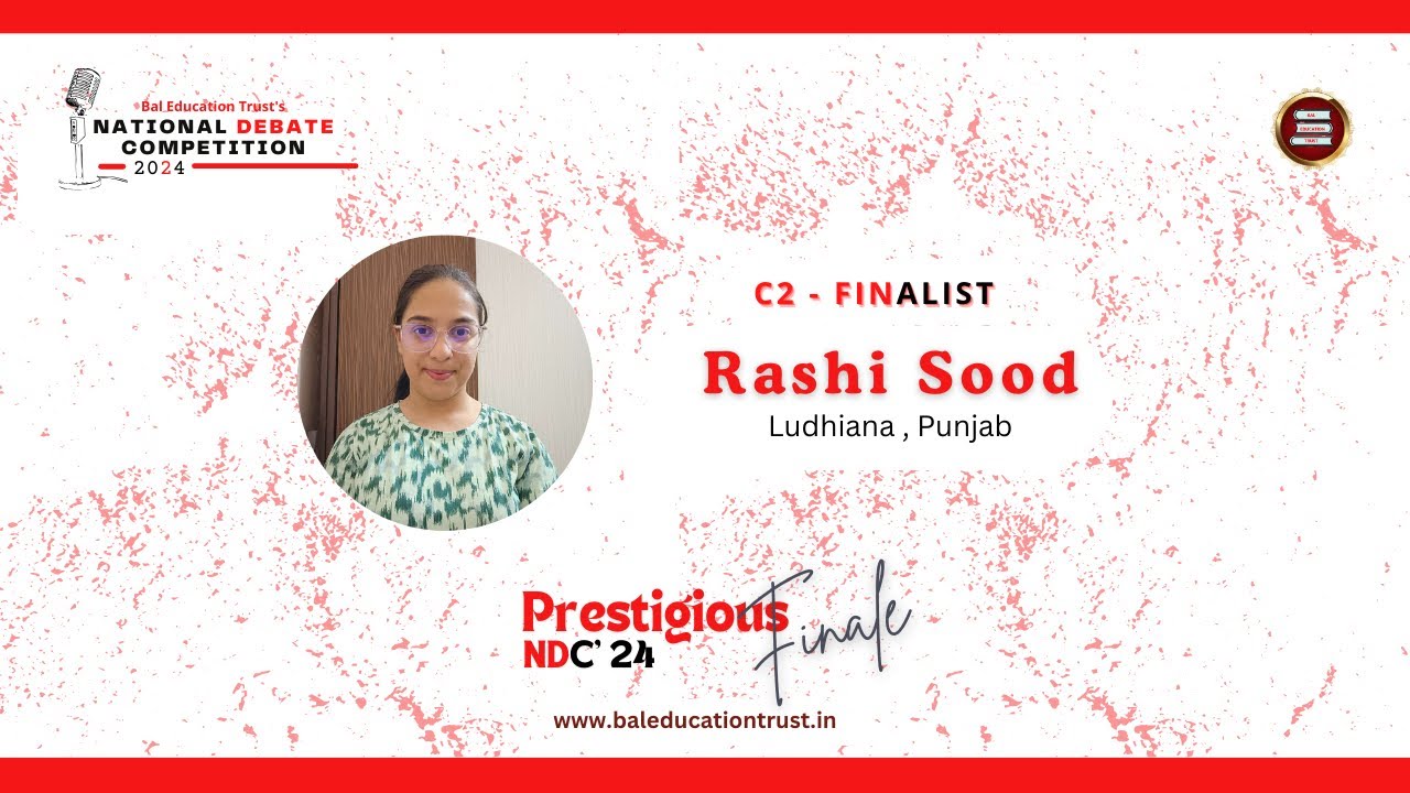 Meet Rashi Sood finalist from Ludhiana, Punjab | National Debate ...