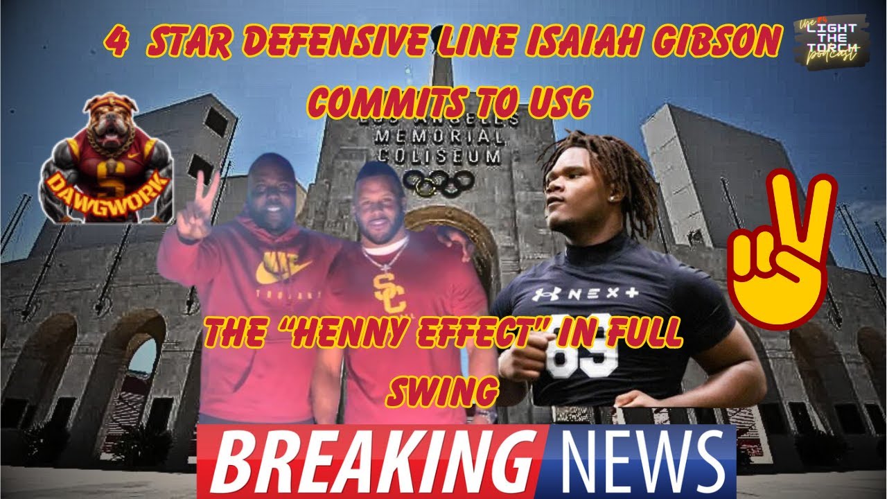 BREAKING NEWS: 4 star DL Isaiah Gibson Commits to USC - YouTube