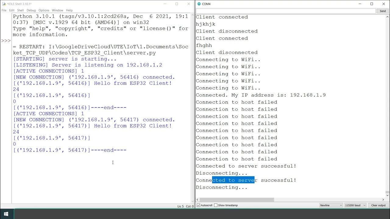 [Giao thức TCP - 04] ESP32 Client - Python Server (V1) - YouTube