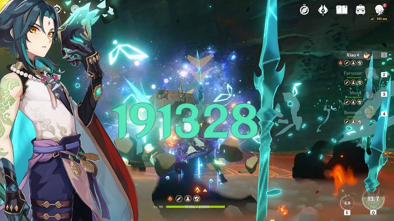 191k DMG Xiao C0 Staff Of Homa R1 Food Buff & Faruzan C6 & Mona Genshin ...