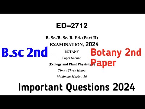 Bsc 2nd Year Botany Second Paper || Bsc 2nd year Botany Important ...