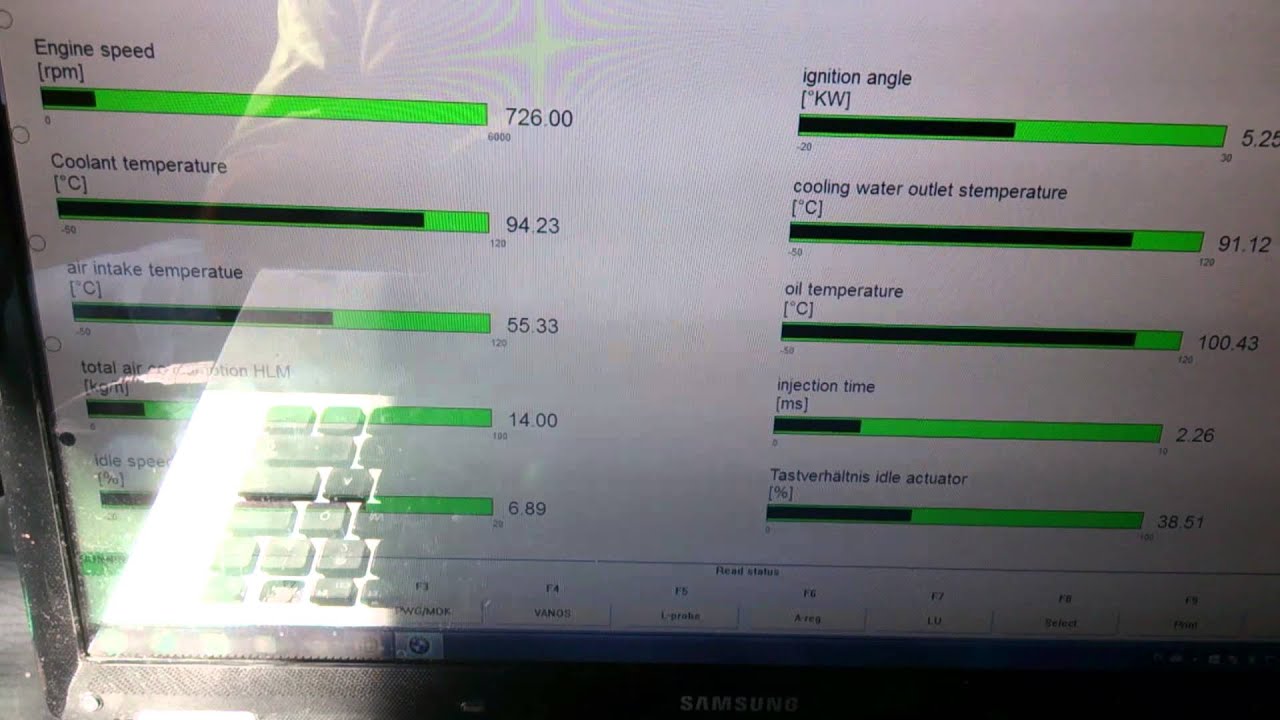 bmw e39 m52b28TU live data INPA LPG - YouTube