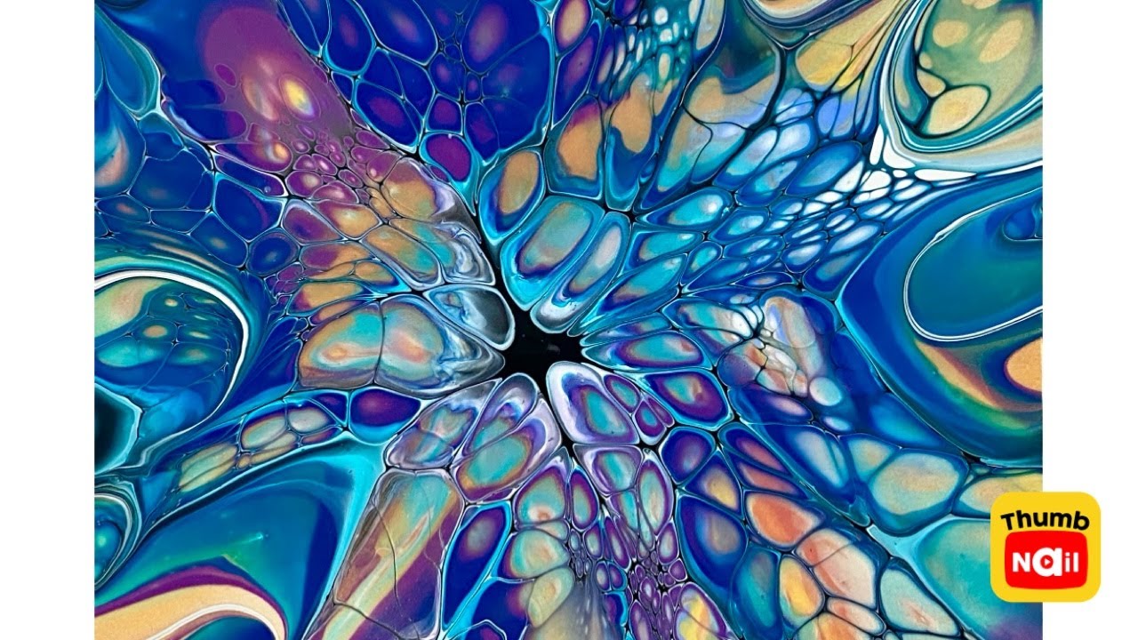 (1521) Colourful Bloom with Random Paints, Acrylic Paint Pouring, Fluid ...