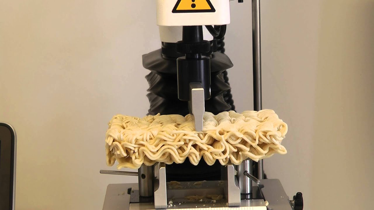 noodle block break - SMS Texture Analyzer TA.XA Plus - YouTube