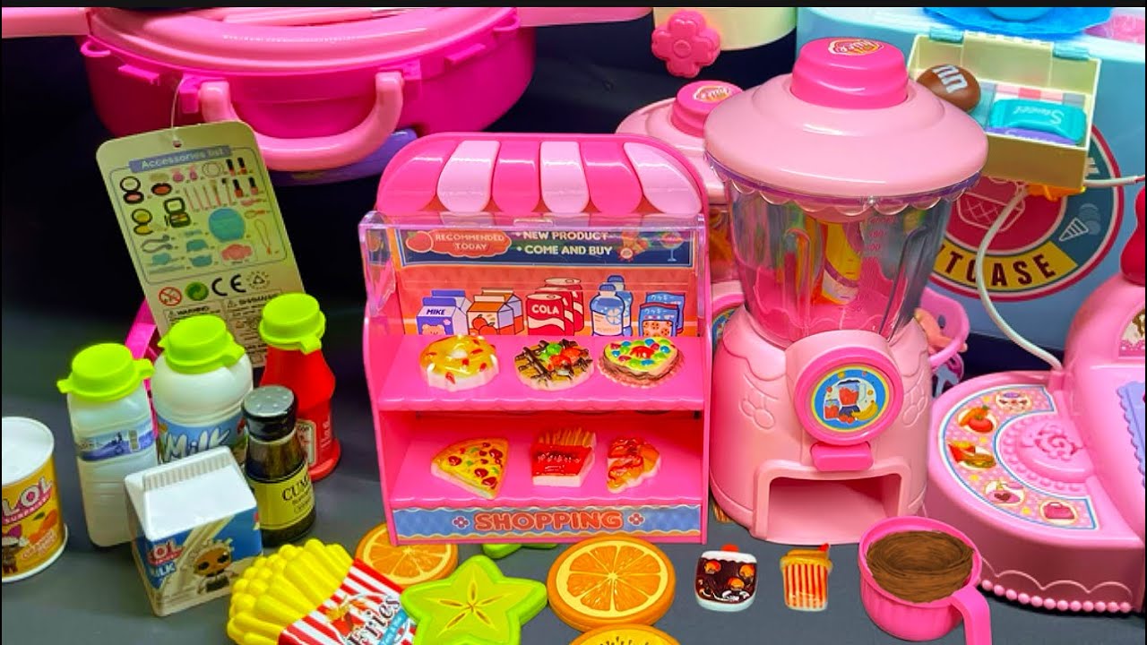 Unboxing the toy pink juicer and sweet shop. ASMR toys. *Number one ...