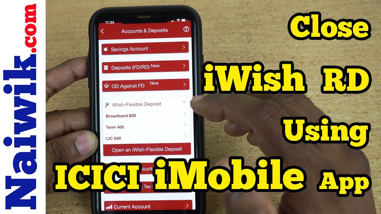 How to cancel iWish flexible RD using ICICI iMobile app - YouTube