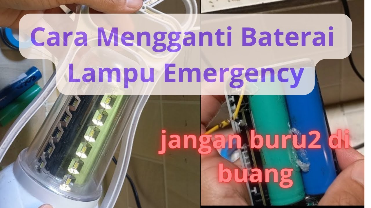 Mengganti baterai lampu emergency dengan baterai powerbank - YouTube