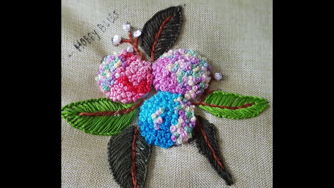 Raised Embroidery: Hydrangea Flower - YouTube