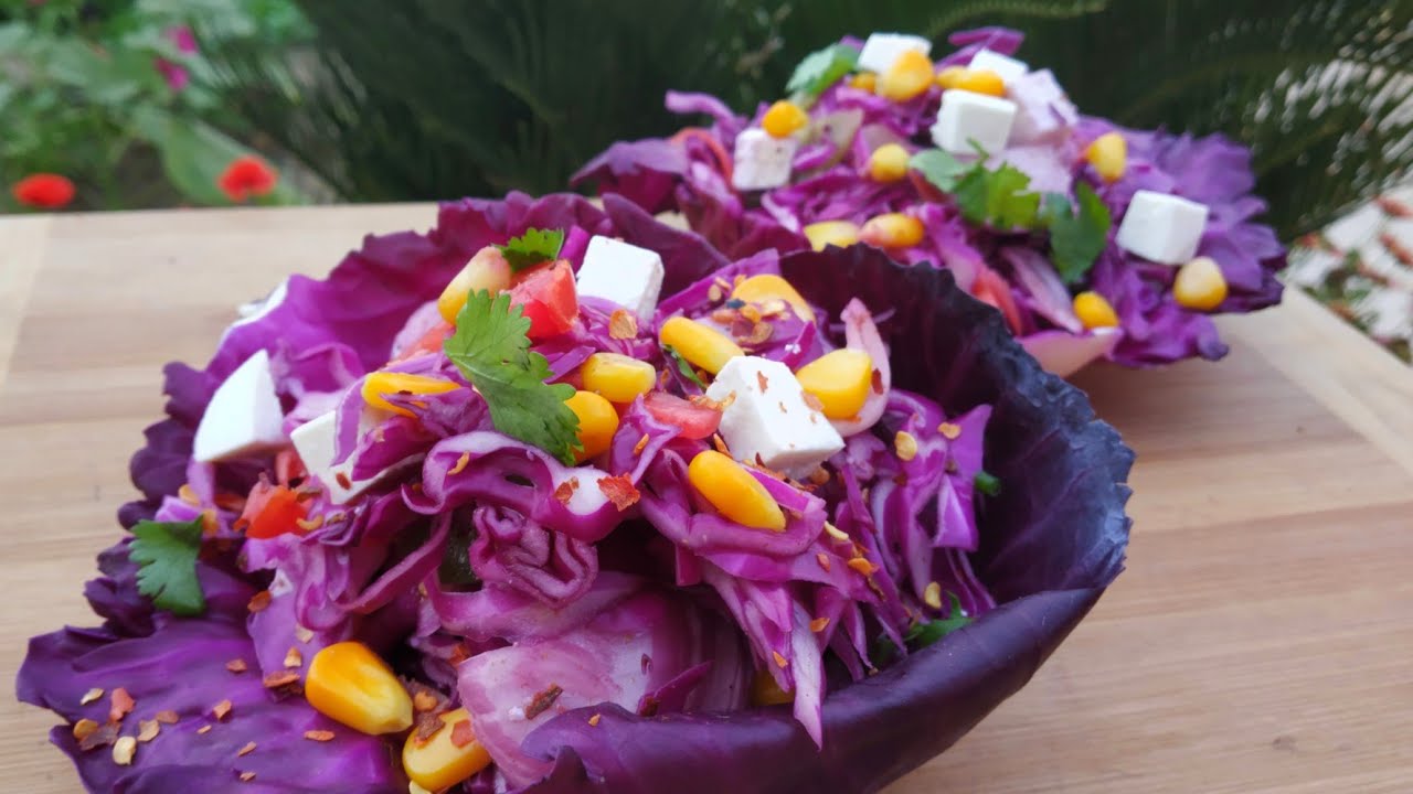 Crunchy Red Cabbage Salad | Shooting in My GARDEN !! | Ingredients ...
