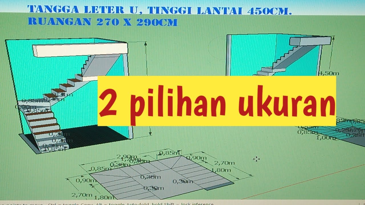 cara membuat tangga leter u, tinggi 450cm - YouTube