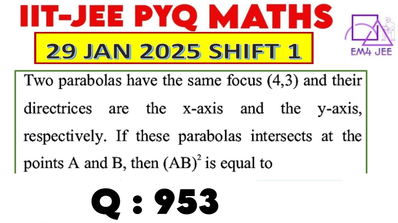 Two parabolas have the same focus (4, 3) and their directrices are the ...