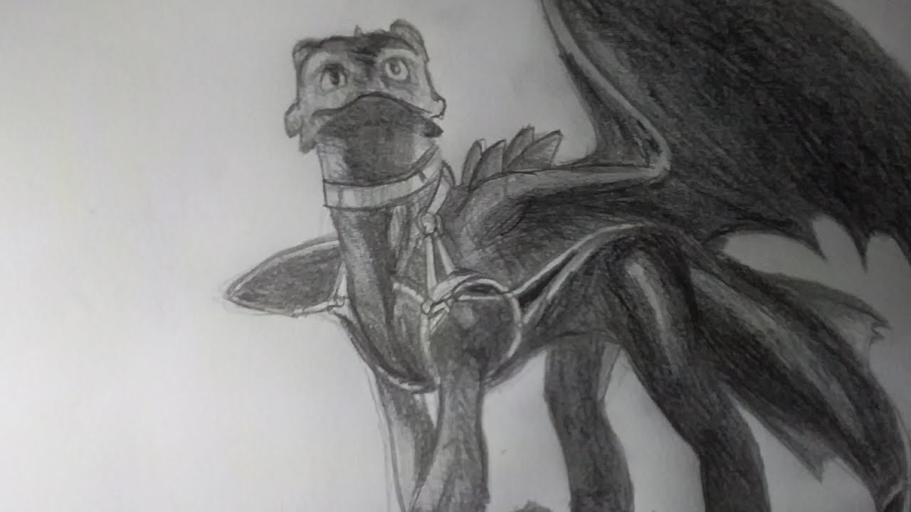 Drawing Toothless from how to train your dragon - YouTube