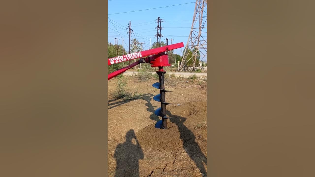 Messy 7250 post holl digger. pole hedra hedra crane - YouTube