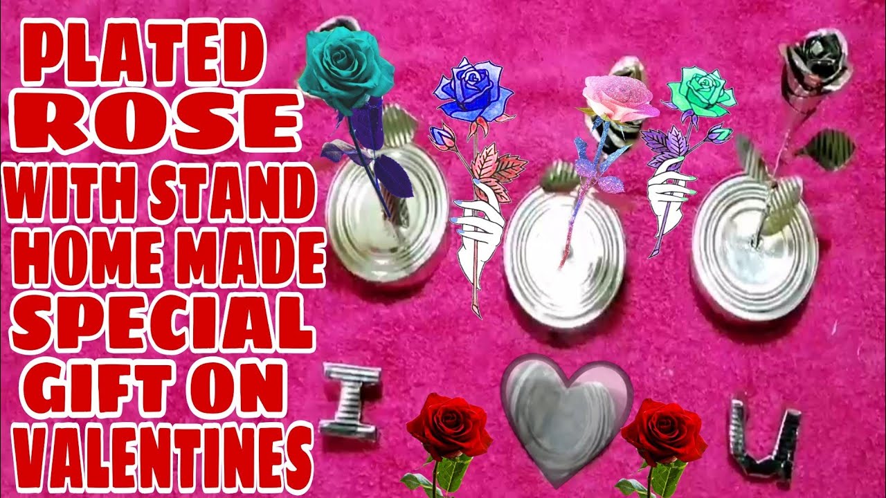 How to Make Plated Rose with Stand using Tin Cans | DIY Single Rose ...