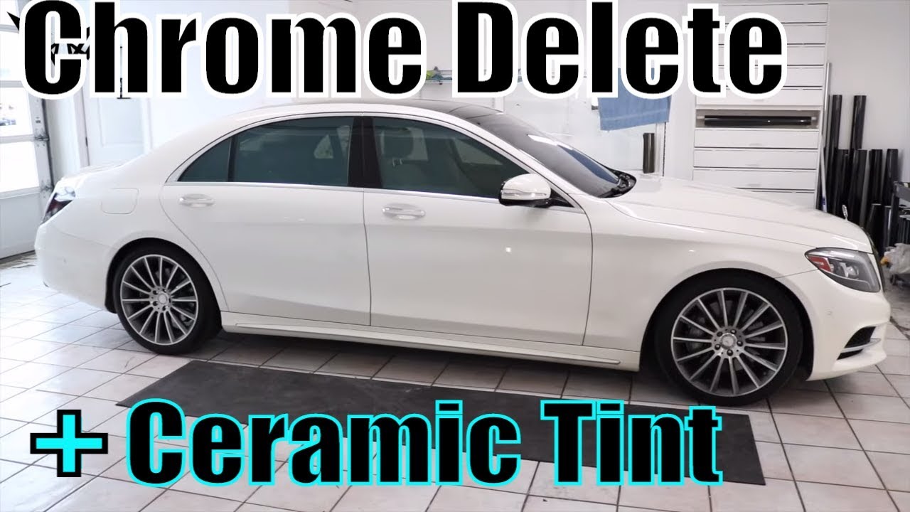 Tinting and Chrome Deleting front Grill on a White Mercedes S550 - YouTube