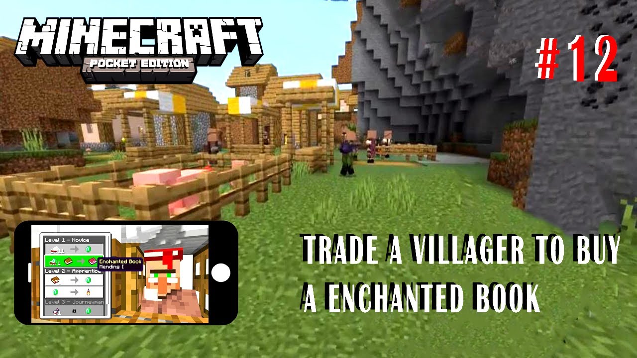 Trade A Villager To Buy Enchanted Books in Minecraft P.E | #12 - YouTube