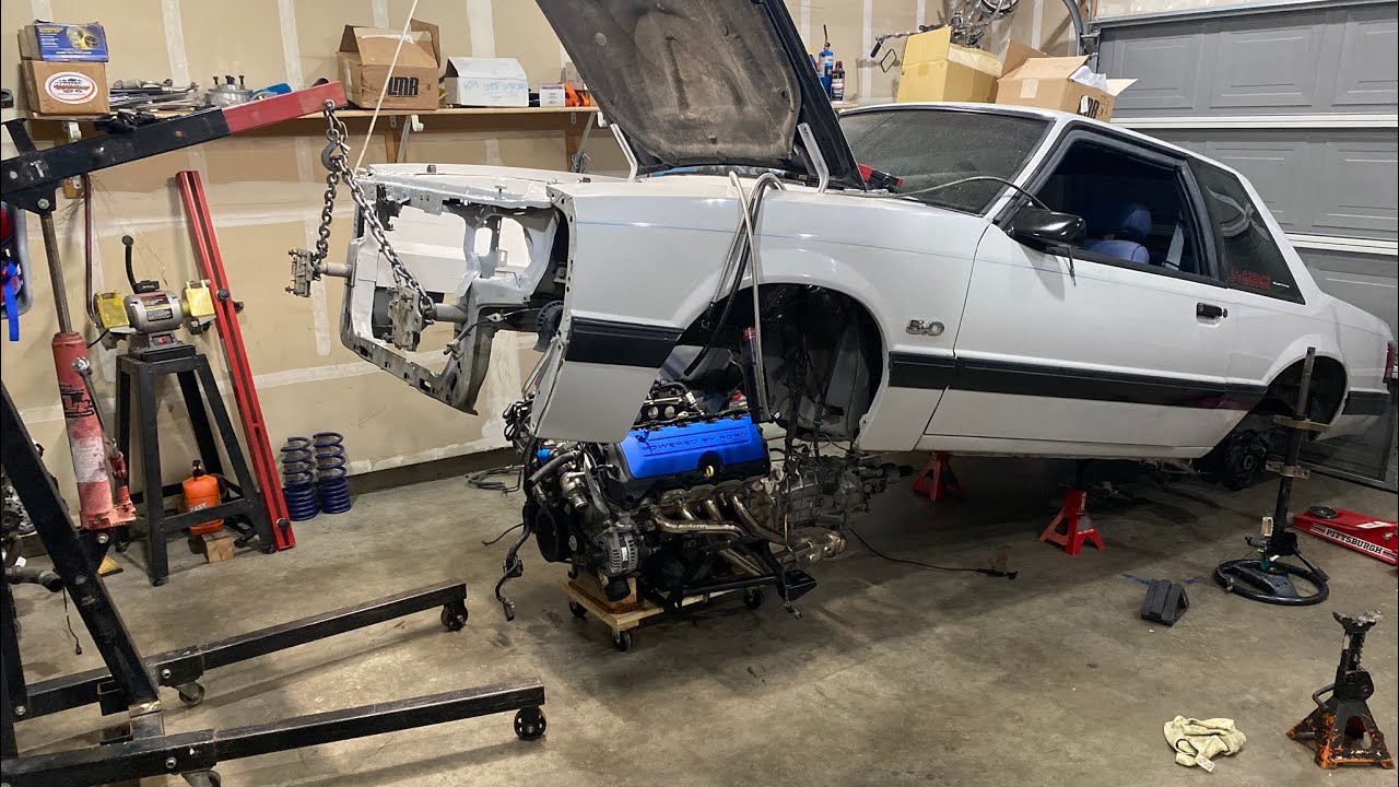 Coyote Swap Foxbody - Easiest way to install Coyote/6r80 Auto - YouTube