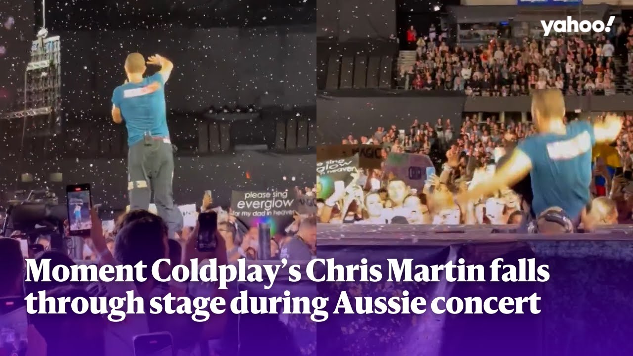 Moment Coldplay’s Chris Martin falls through stage during Aussie ...