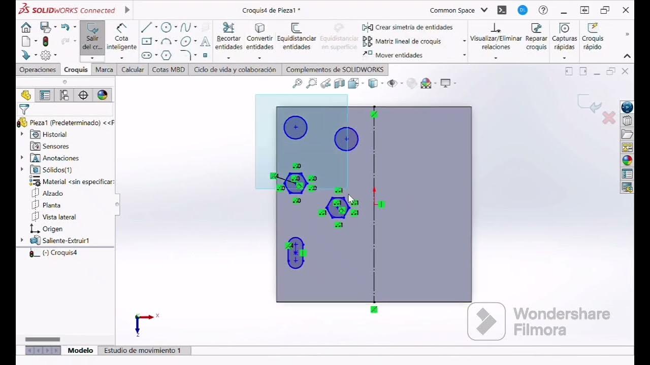 Simetría de entidades en croquis 2D solidworks (symmetry of entities) - YouTube