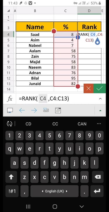 Rank Formula In Excel Shorts Youtubeshorts Excel Rank Exceltipsandtricks Exceltutorial