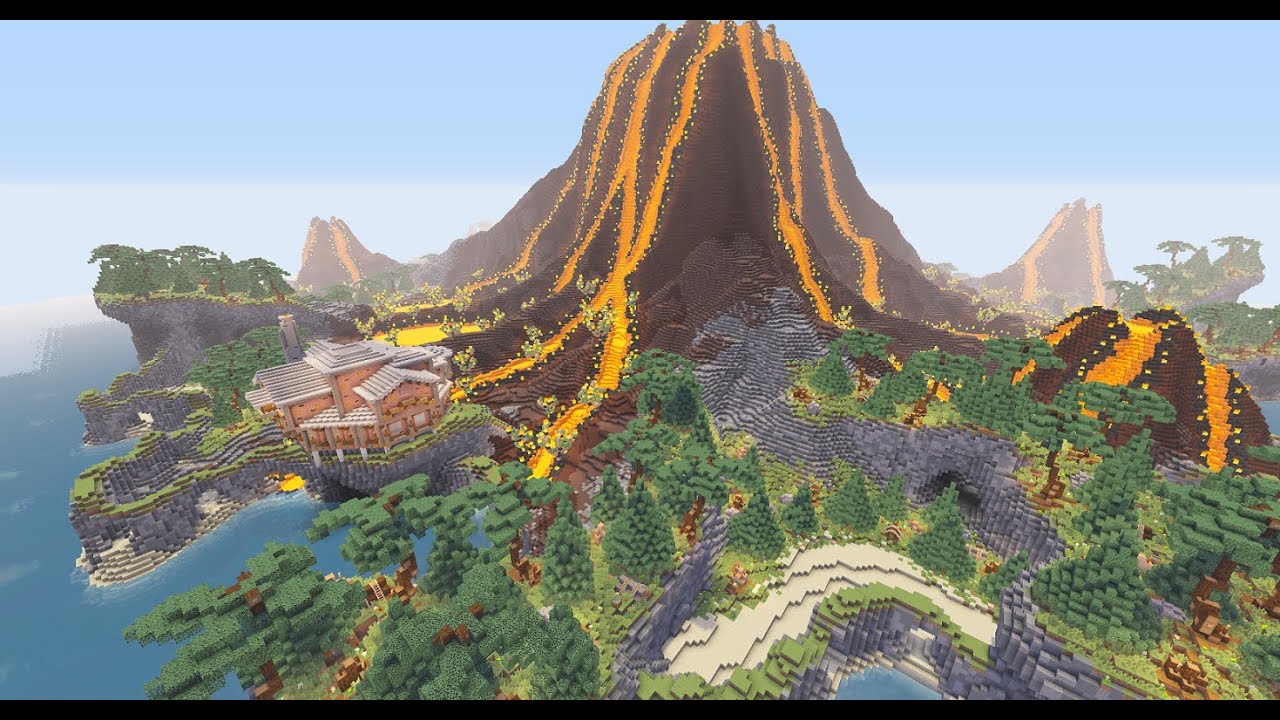 Minecraft timelapse volcano - YouTube