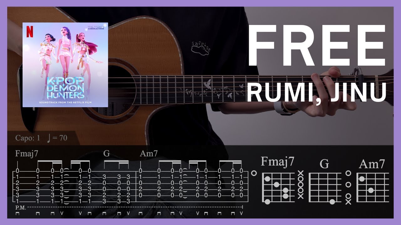 RUMI & JINU - Free (KPop Demon Hunters OST) l Guitar Tutorial (TAB ...