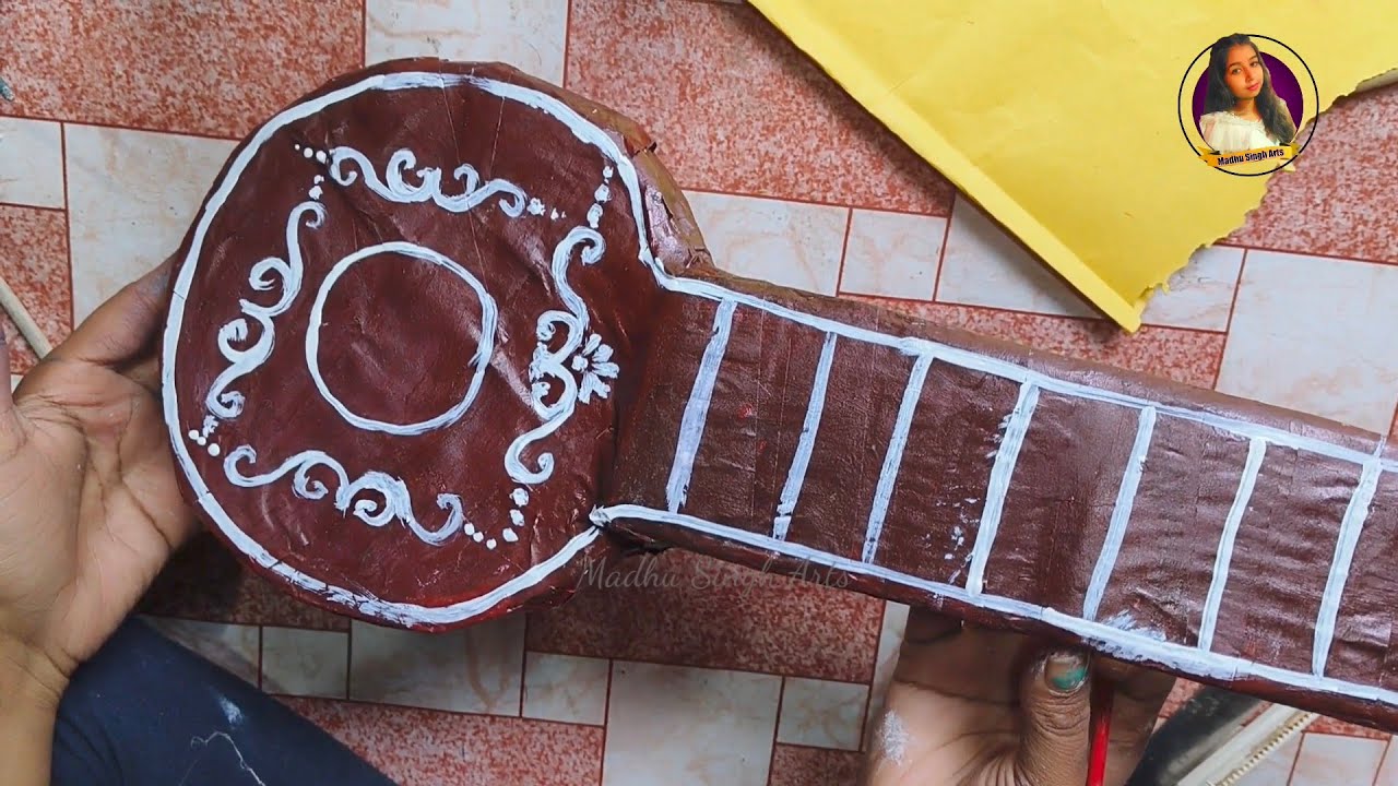 Making veena form cardboard / How to make veena at home /cardboard ...