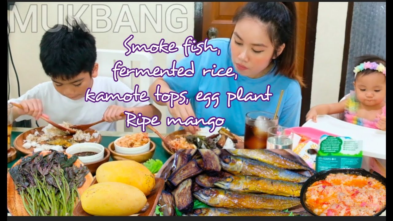 COOKING MUKBANG PHILIPPINES | Smoked fish, fermented rice, kamote tops ...