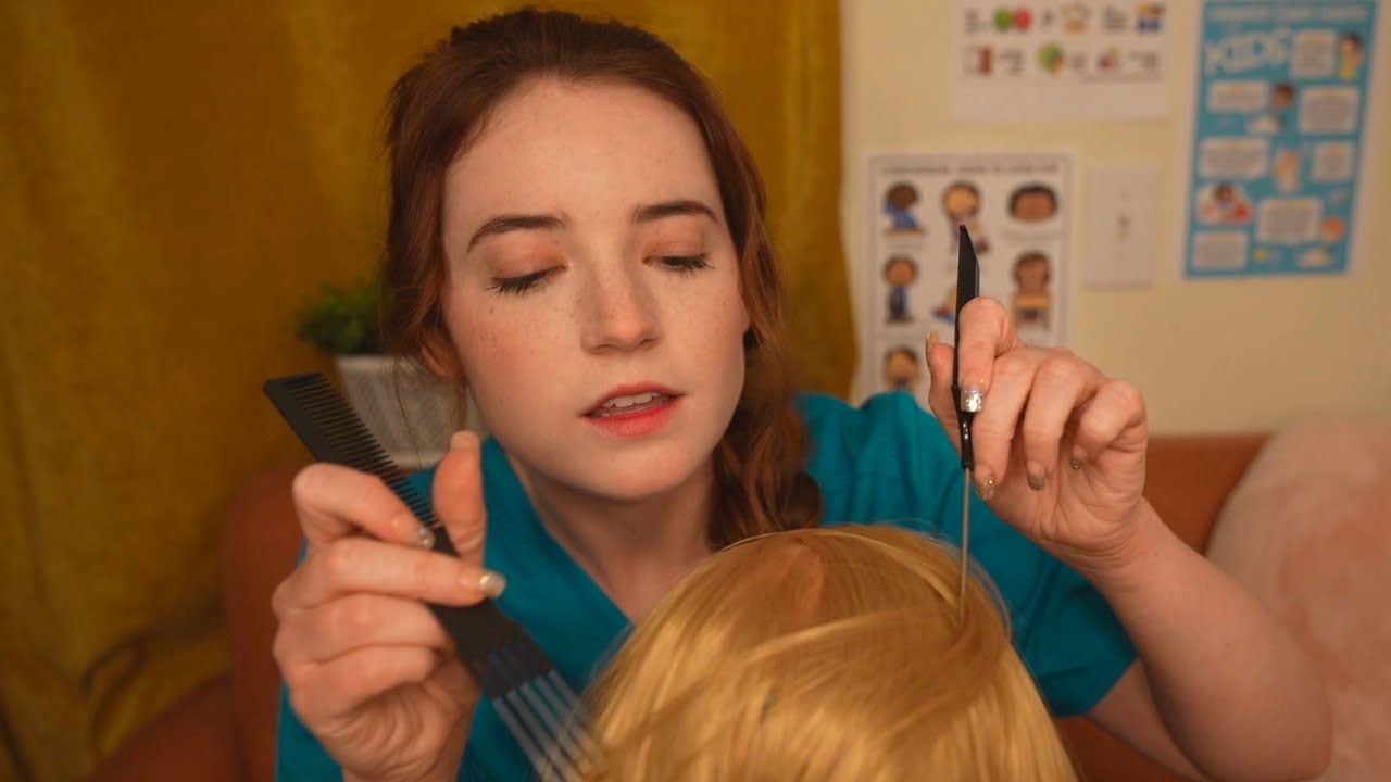 ASMR School Nurse Lice Check & Treatment (picking bugs out) - YouTube