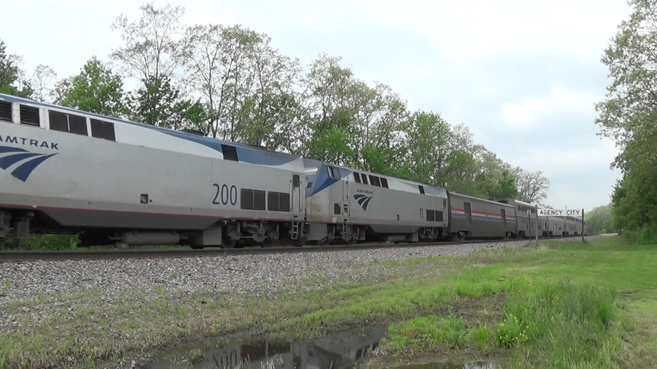 Amtrak #6 at Agency, Iowa without Dorm Car - YouTube