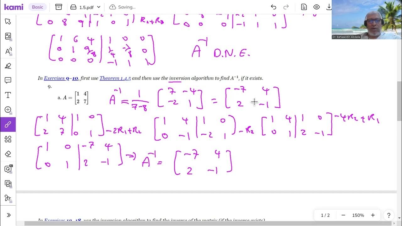 1.5 Elementary Matrices and a Method for Finding A^-1 - YouTube