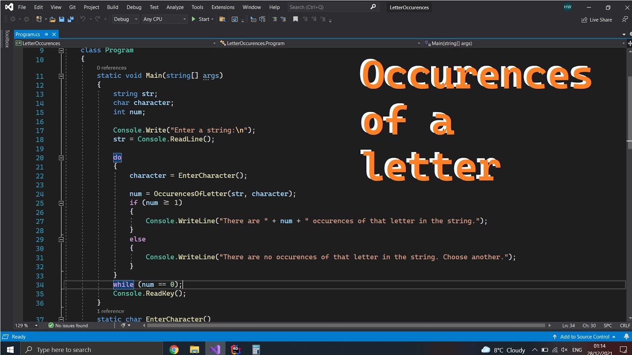 C Occurrences Of Letter In A String YouTube C Occurrences Of Letter In A String YouTube