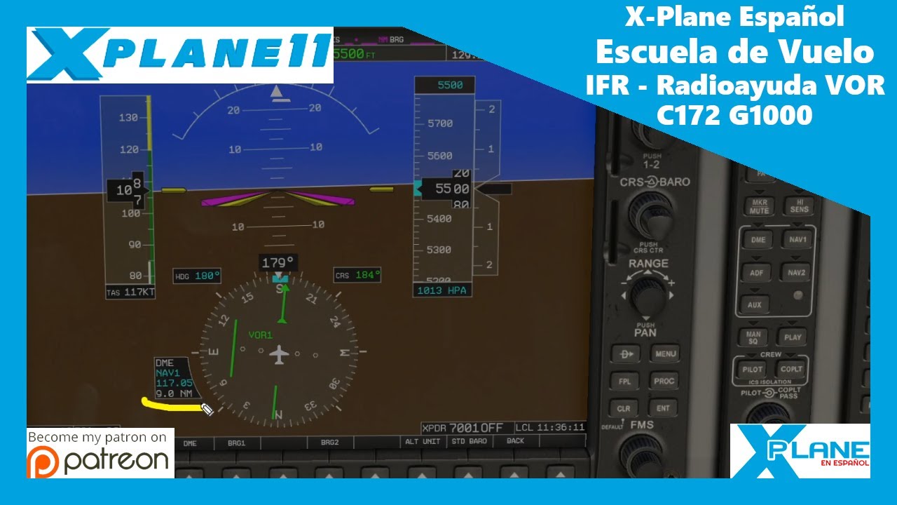 X-Plane Español | Escuela de Vuelo | IFR | Radioayuda VOR - C172 G1000 ...