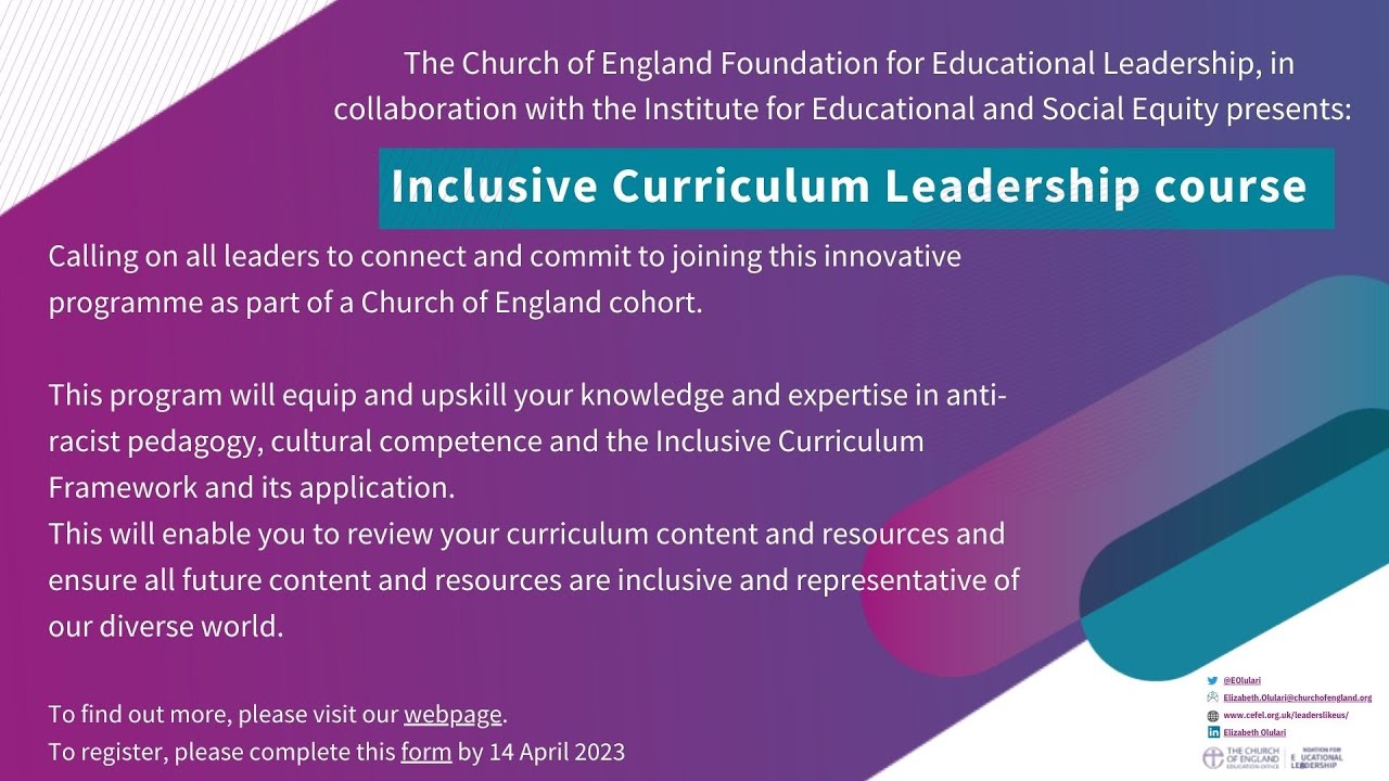 Inclusive curriculum Video for COFE cohort 2 - YouTube