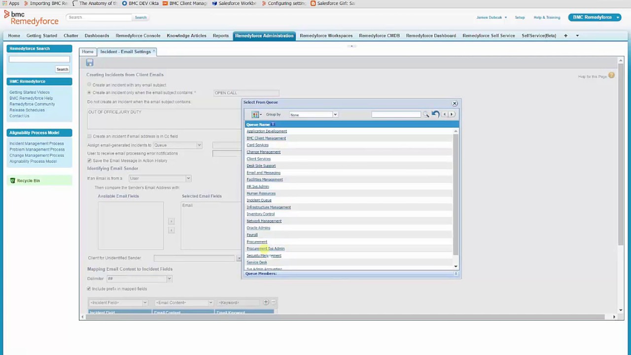BMC Remedyforce - Configuring email services - YouTube