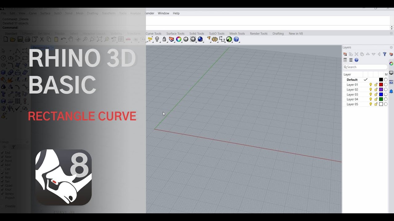 RHINO 3D BASIC COMMAND CURVE - RECTANGLE TUTORIAL - YouTube