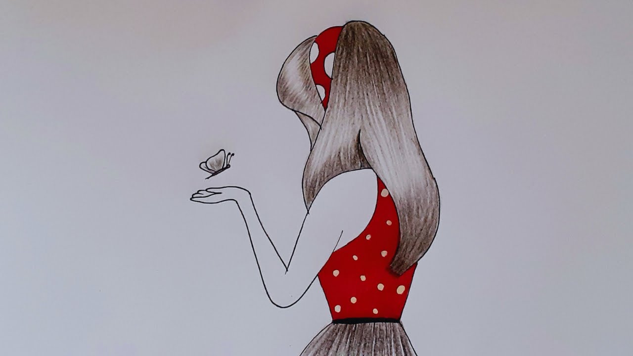 How to draw girl sketch||very easy girl drawing - YouTube