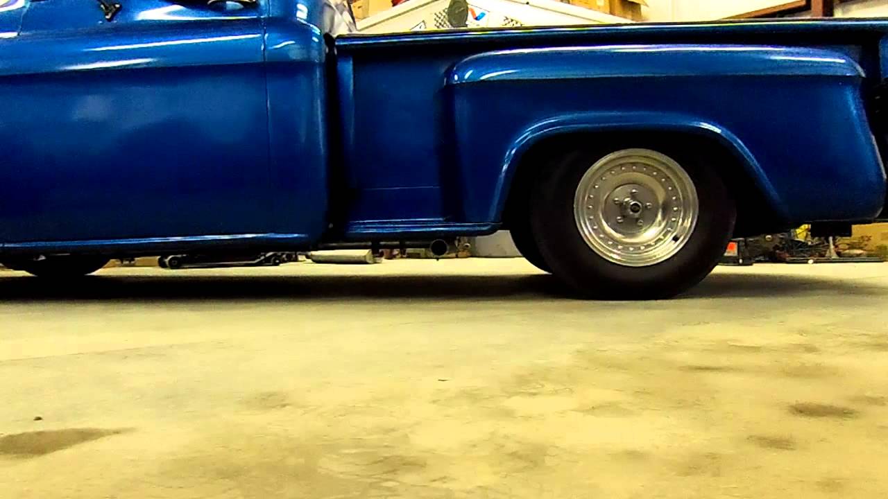 55 chevy camed with glass packs - YouTube