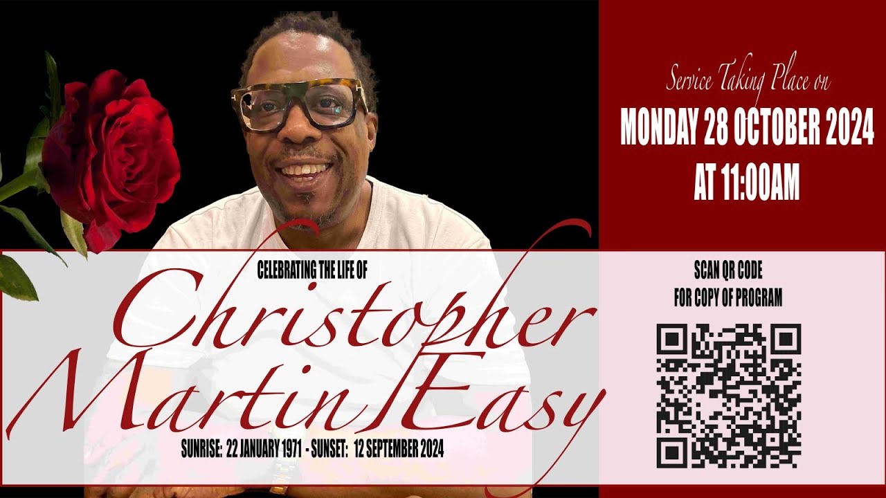 Celebrating the life of Christopher Martin Easy, Monday 28th October ...