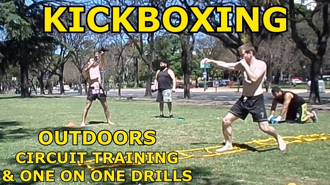 Kickboxing workout circuit and one on one drills - YouTube