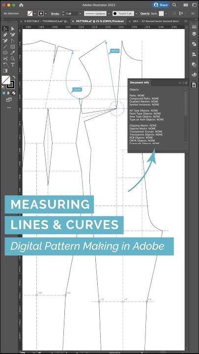 28/49 Measuring Lines & Curves - Digital Pattern Making in Adobe Illustrator #patternmaking # ...