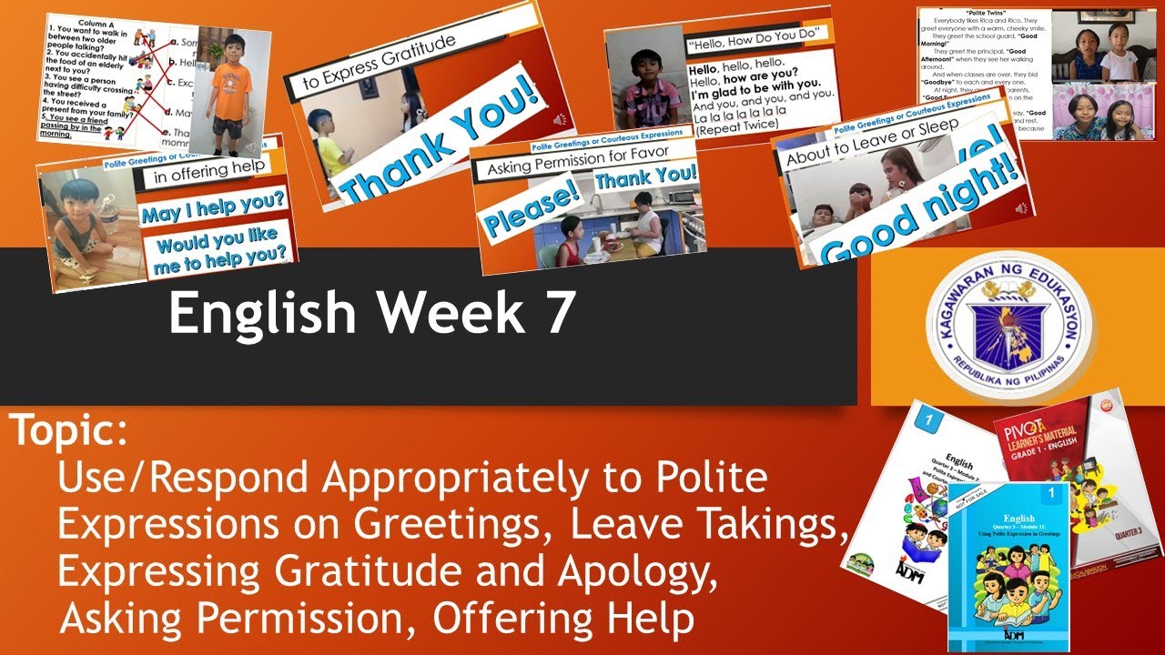 Grade 1 English: Third Quarter Week 7 ( Polite/Courteous Expressions ...